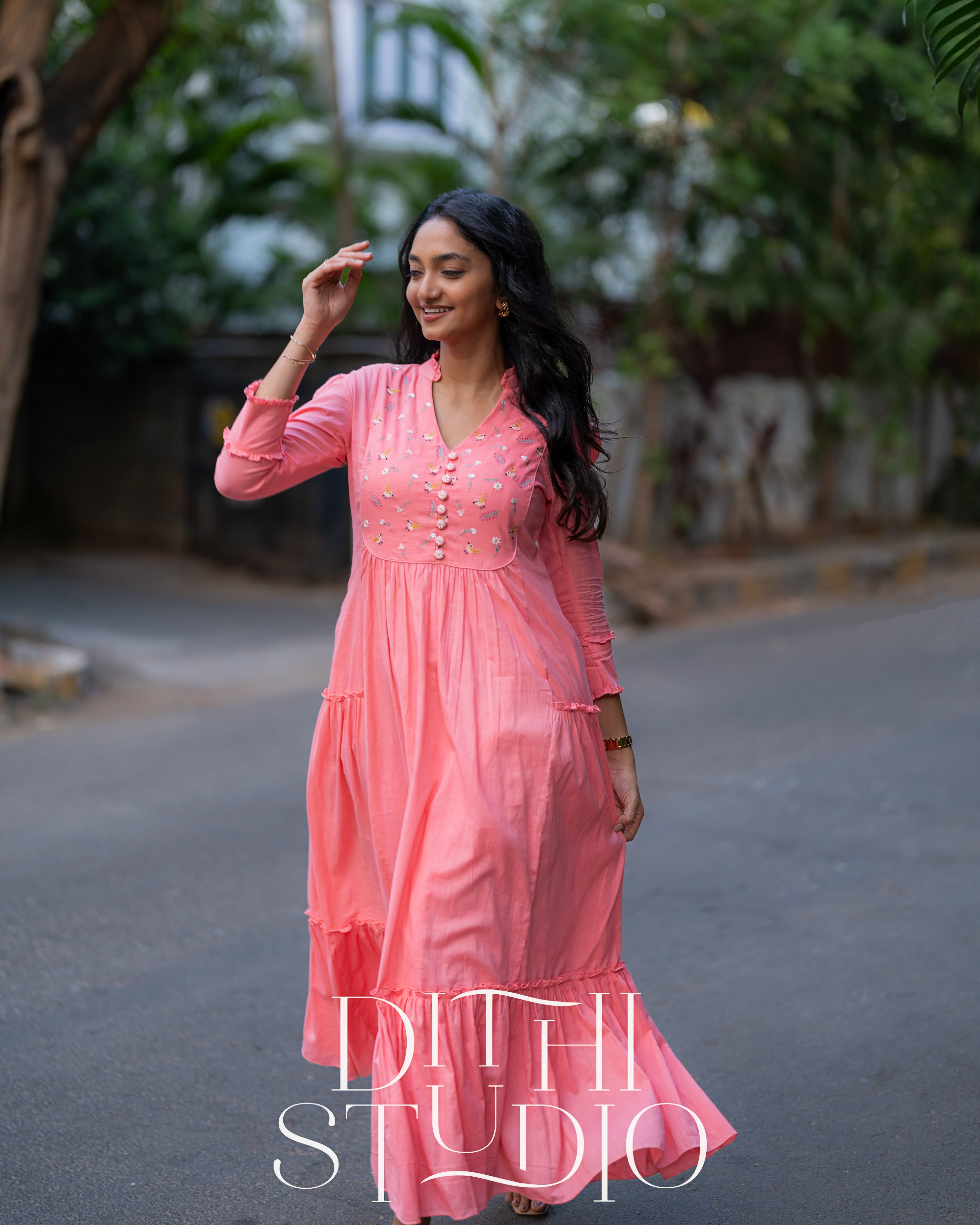 Peach Flared Dress – DithiStudio